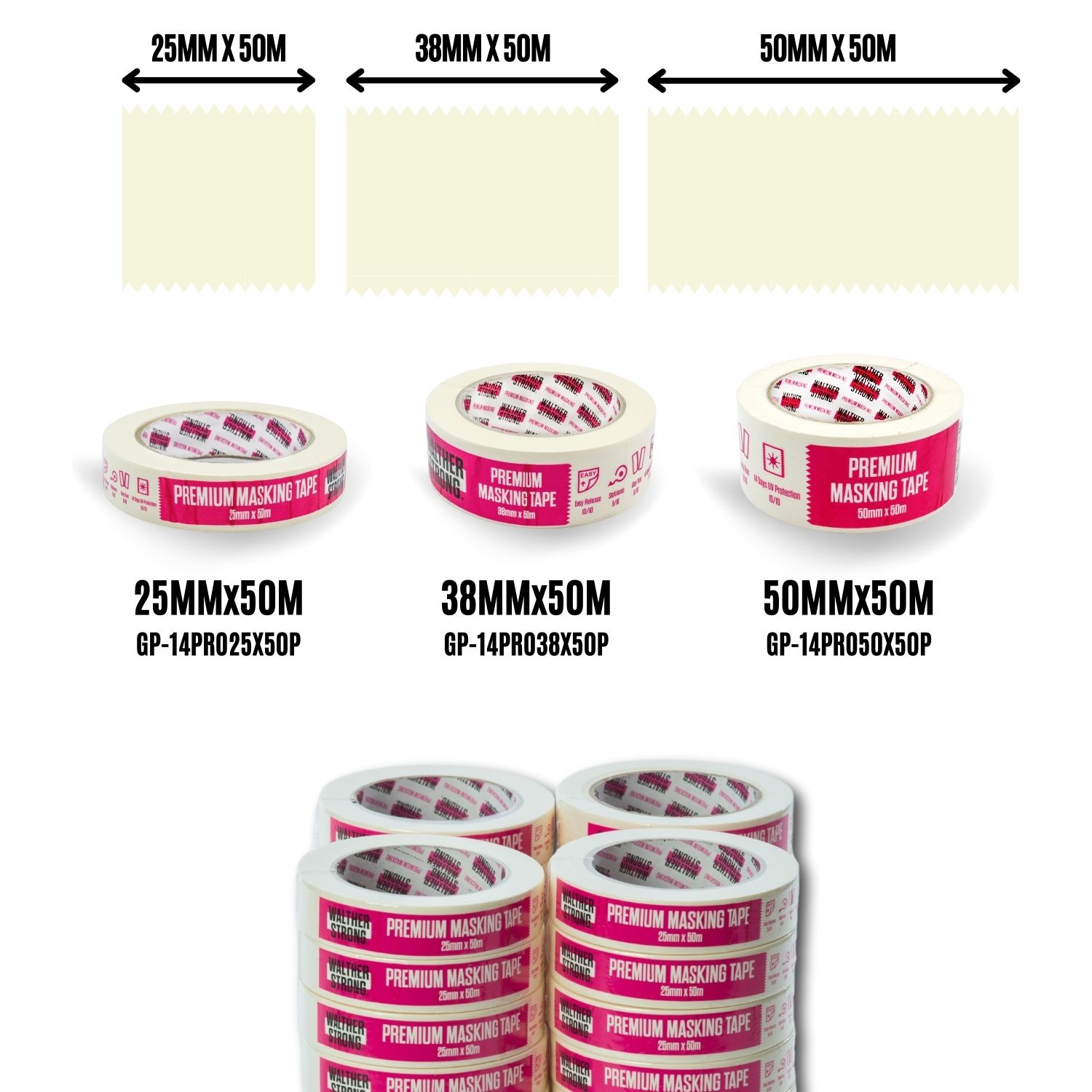 Premium Masking Tape - 50MM x 50M - Walther Strong - No.1 for Tapes ...